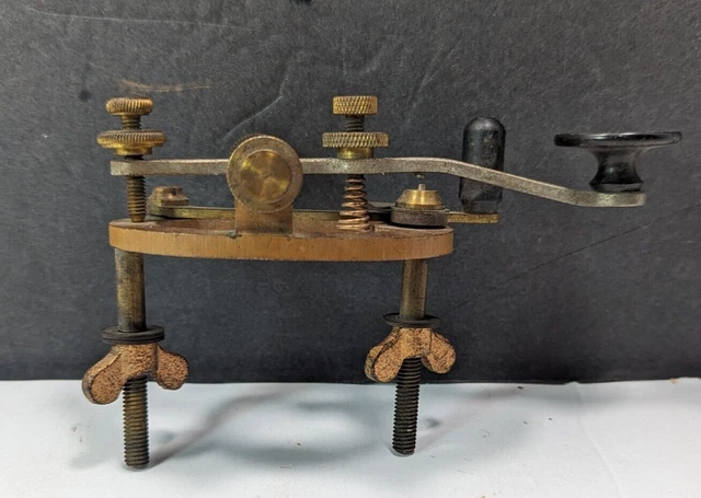 VINTAGE BRASS TELEGRAPH Morse Code Legged Key Western Electric Levering ...
