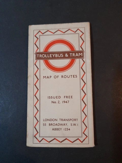 1947 NO. 2 Trolleybus Tram Bus Map London Transport Bus Underground EUR ...