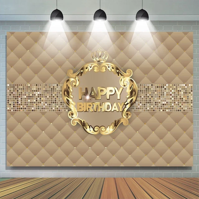 GOLD CROWN HAPPY Birthday Party Backdrop For Woman $35.95 - PicClick AU