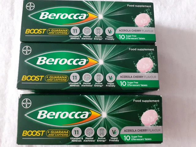 7 X BEROCCA Boost Energy Vitamin ACEROLA CHERRY FLAVOUR 10 Tablets ...