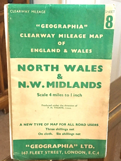 GEOGRAPHIA CLEARWAY MILAGE road Map of North Wales and NW England Sheet ...