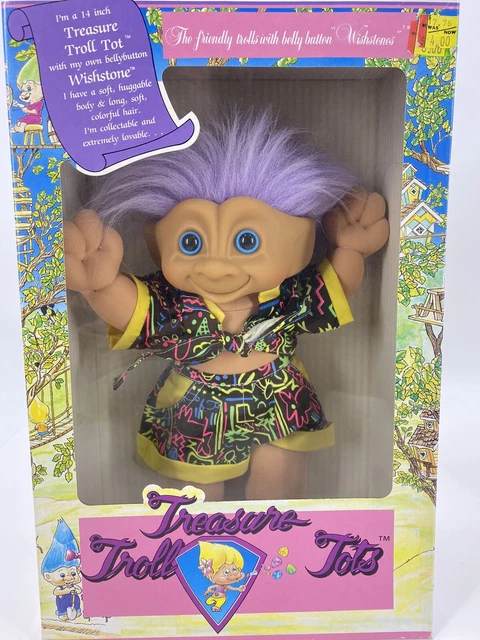VINTAGE 1991 TREASURE Troll Tots Bellybutton Wishstone 14" Doll W ...