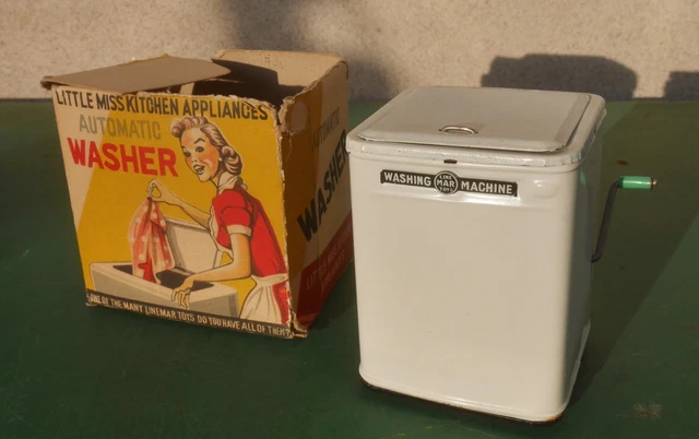 RARE PETITE MACHINE A Laver Tole Jouet Ancien Line Mar Toys Usa Annees ...