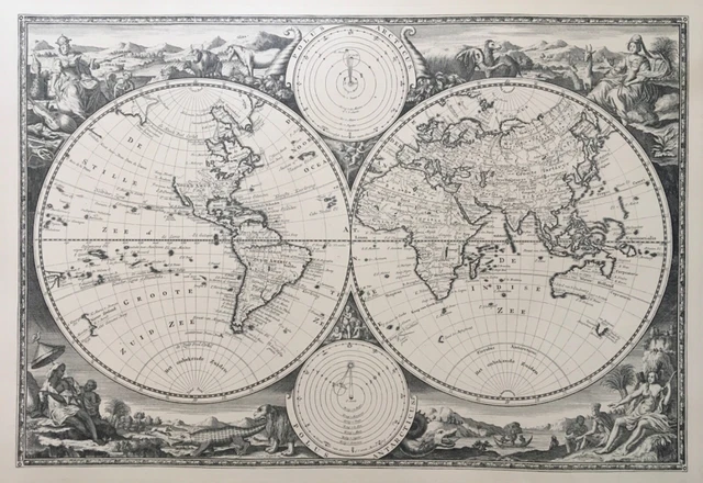 WORLD MAP JAN Van Jagen Sculps et dir Amsterdam, Keur, 1748 Repro lithography EUR 499,99 ...
