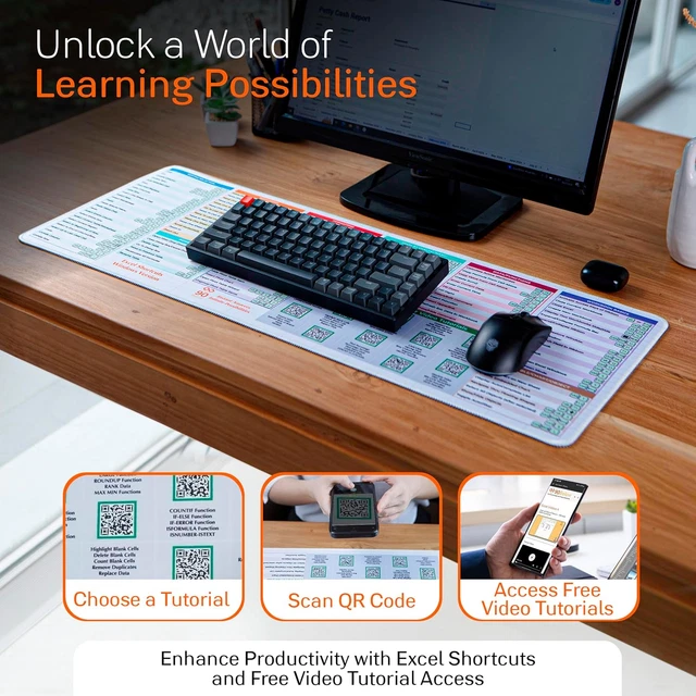 DESKGUIDE PRO EXCEL Cheat Sheet Desk Pad Work Faster Our Shortcuts ...