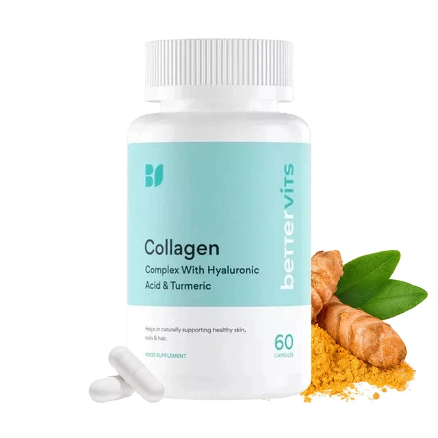 BETTERVITS COLLAGEN COMPLEX Hyaluronic Acid Turmeric 60 capsules £11.41 ...