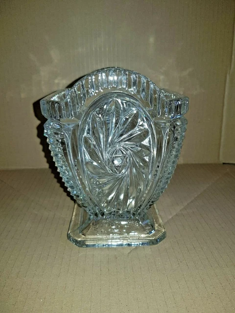 LIBOCHOVICE ART DECO Josefine Pattern Pressed Glass Vase TCHECO ...