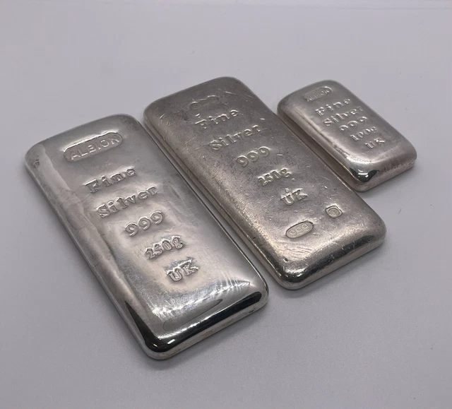 ALBION & SAO Fine Silver Cast Bullion Bars Mixed Lot 600g Total Fine ...