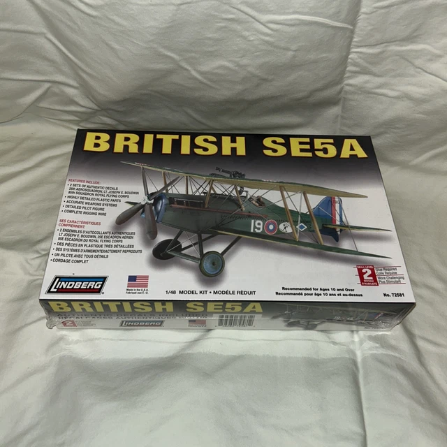 LINDBERG 1/48 SCALE British SE5A WWI Airplane Plastic Model Kit Sealed ...