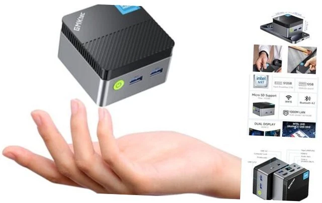 MINI PC N97 Windows 11 Pro Micro Desktop Computer, Intel N97 12GB+512GB ...