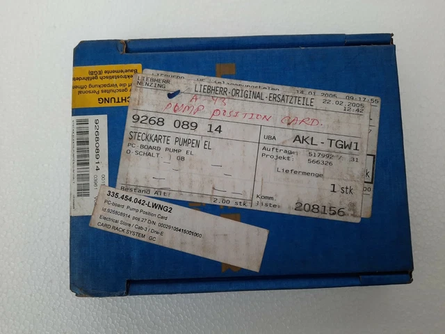 LIEBHERR 9268 089 14 Pump Position Card Deck Crane PCB / 926808914 *New ...