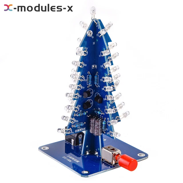 DIY 3D LED Christmas Tree Circuit Kit Glitter Electronic Learning Set ...