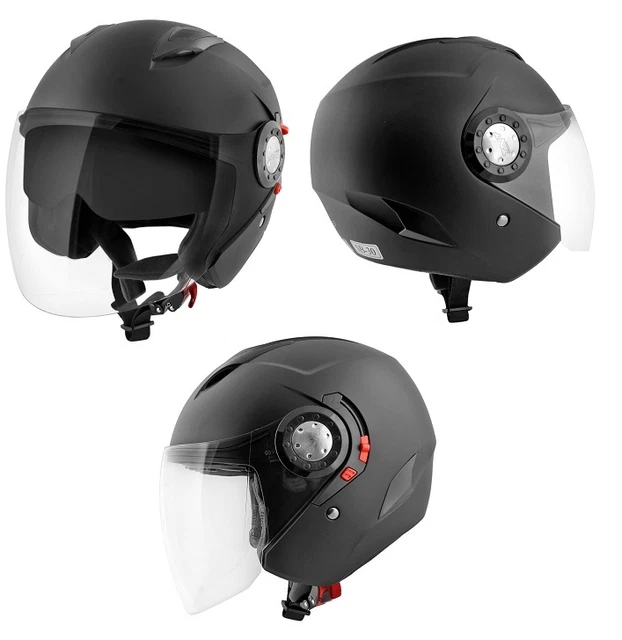 CASQUE HELMET MOTO Jet Modèle Neo DARK Double Ecran Noir taille XS S M ...