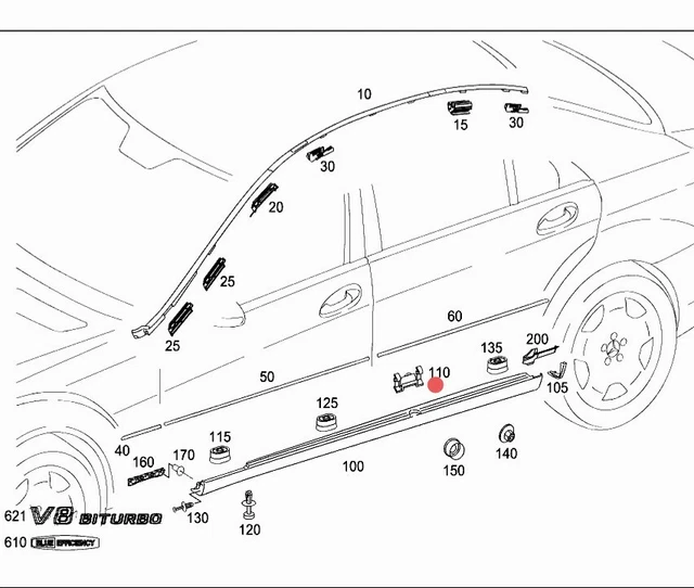 MERCEDES W211 W221 Clip Fissaggio Minigonna Panelatura Laterale Oem ...