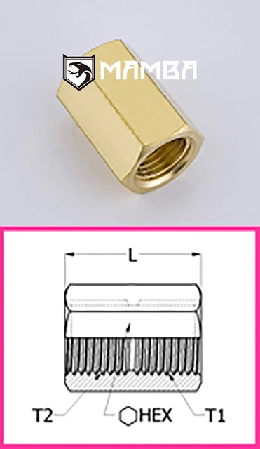 BRASS TURBO ADAPTER Fitting Coupling 1/2 BSP Female to 1/4 BSP Female ...