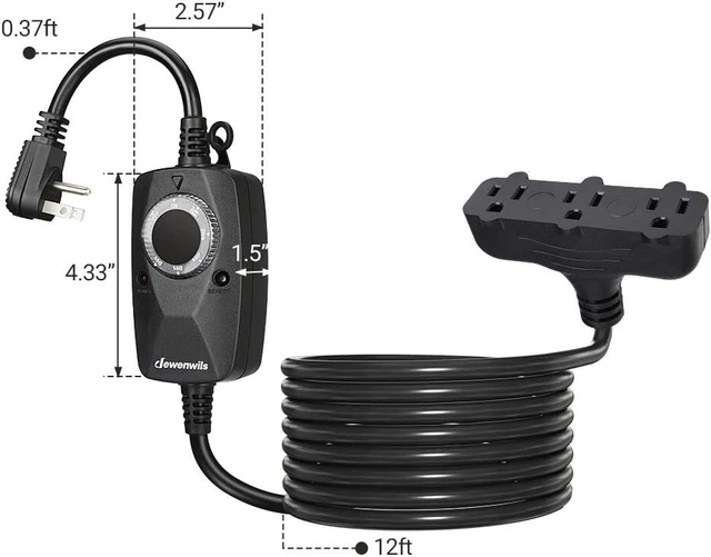 NEW DEWENWILS HODT13D Light Timer Outdoor Weatherproof with 12 FT ...