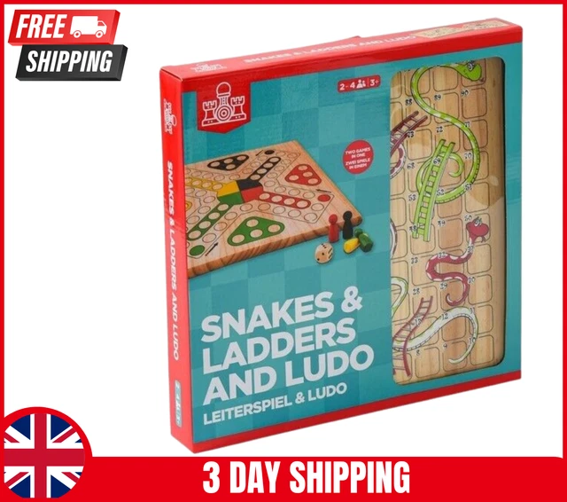 WOODEN SNAKES & Ladders and Ludo Game 2 In 1 Board Game NEW £18.98 ...