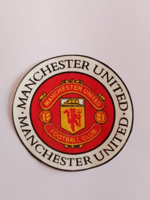 MANCHESTER UNITED FOOTBALL Club Upcycled circular Cotton Iron on Badge ...