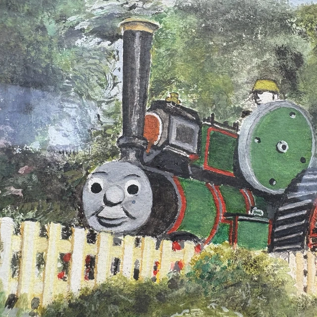 VINTAGE THOMAS THE Tank Engine Oil Painting Signed Framed $80.16 ...