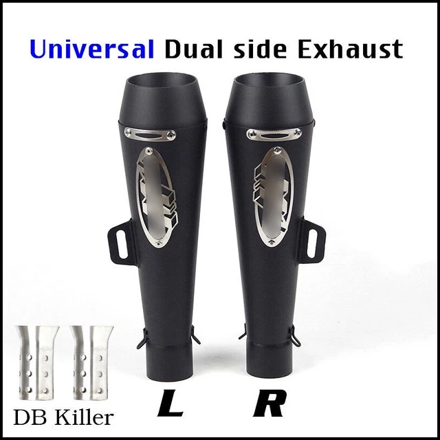 MOTORCYCLE EXHAUST PIPE Left & Right Side Exhaust Tip Muffler Universal ...