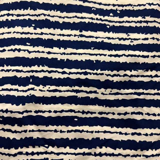 QUALITY FABRIC NAVY Blue White 80s Rare VGC W 115cm X L430cm Silky ...