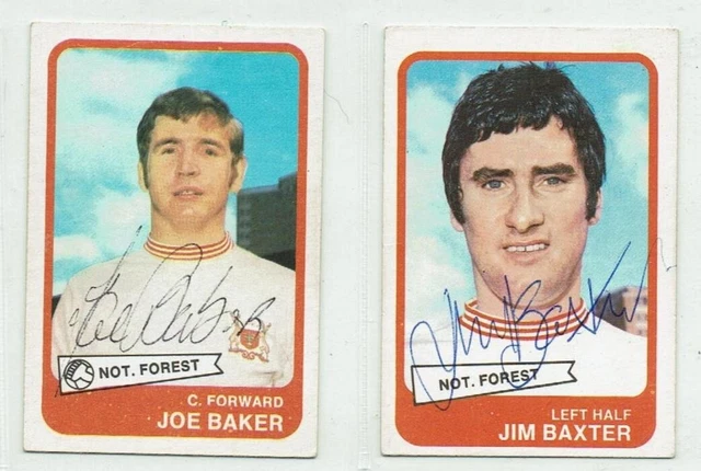 NOTTS FOREST 1968 1969 A&BC Yellow Bk signed Team card Set JOE BAKER ...