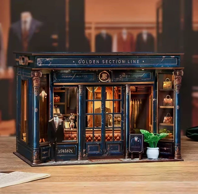 DIY BOOK NOOK Golden Section Line Wooden Dollhouse Kit Miniature 3D ...