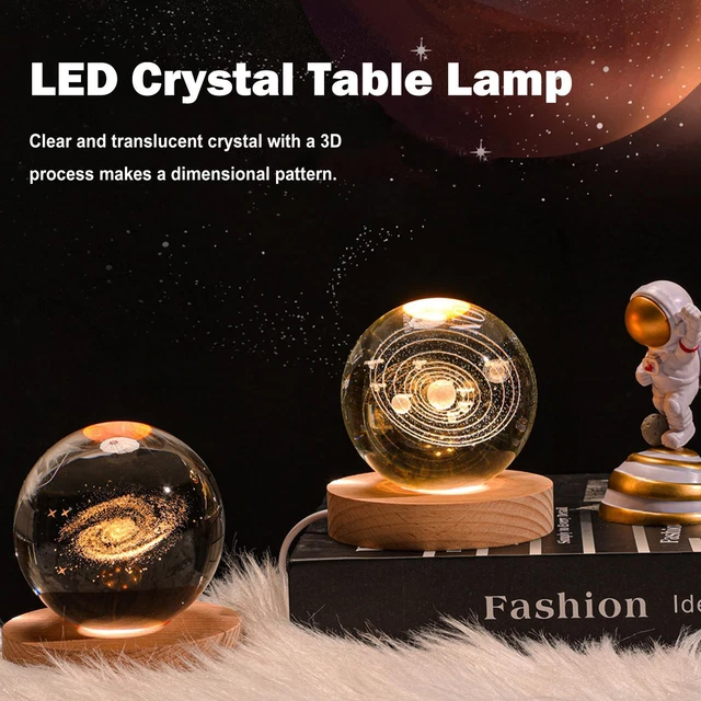 LED CRYSTAL TABLE Lamp USB 3D Moon Galaxy Night Xmas New Gifts Kids New ...
