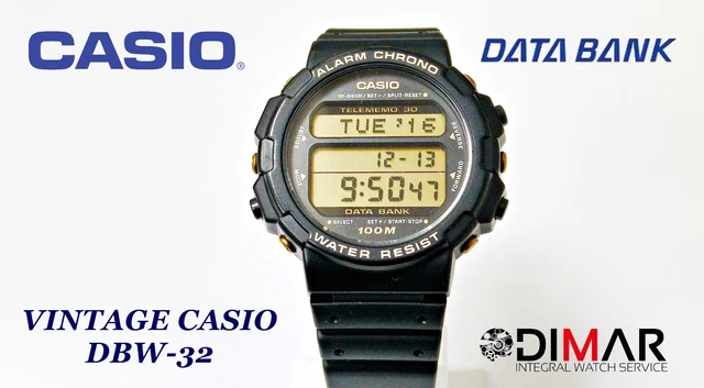 VINTAGE CASIO DBW-32 DATA BANK TELEMEMO 30 WR.100 QW.838 YEAR 1991 O ...