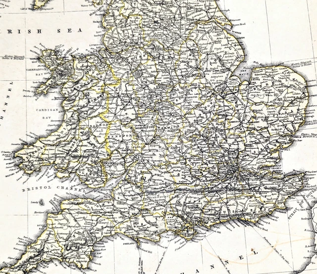 BRITISH ISLES MAP 1875 LARGE ORIGINAL Counties Townships Railways ...