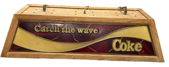 VINTAGE STAINED GLASS Coca Cola Pool Table Light Wood - Catch The Wave ...