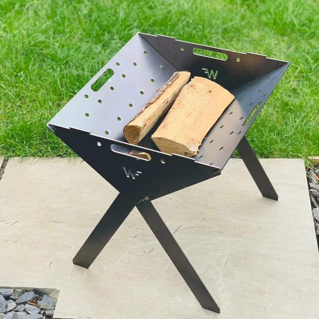 TALL COLLAPSIBLE FIRE Pit Bbq Portable Camping Caravan Flat Pack Free ...