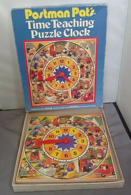 POSTMAN PAT’S TIME Teaching Puzzle Clock WOODEN Jigsaw ~Vintage Falcon ...