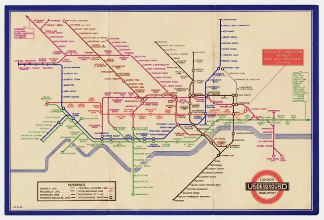 ORIGINAL LONDON UNDERGROUND Railways Tube Map Harry Beck 1937, No.1 EUR ...