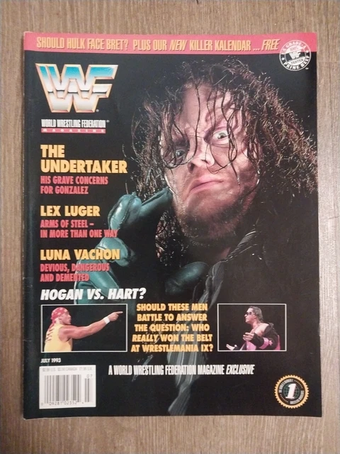 WWF WRESTLING MAGAZINE July 1993 Undertaker Hulk Hogan Lex Luger Luna ...