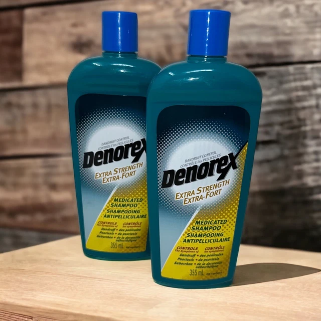 DENOREX EXTRA STRENGTH Dandruff Control Medicated Shampoo 355ML, 2 Pack ...