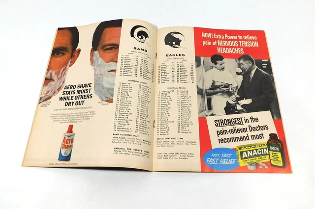 PROGRAMMA DI CALCIO NFL Philadelphia Eagles A Los Angeles Rams 9-5-65 EUR 12,59 - PicClick IT