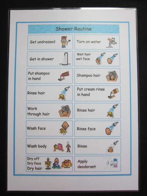 SHOWER A4 WALL Chart -Autism/Visual Aid/Pecs/Dementia/Communication/SEN ...