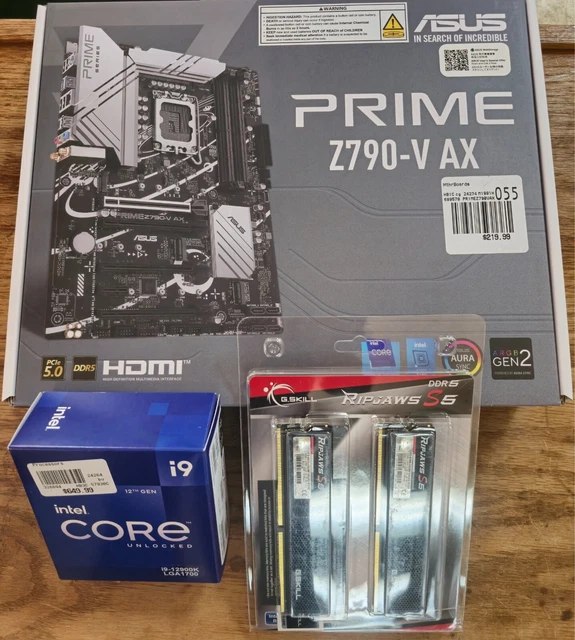 INTEL I9-12900K, ASUS Z790-V Prime AX WiFi DDR5, G.Skill Ripjaws S5 ...