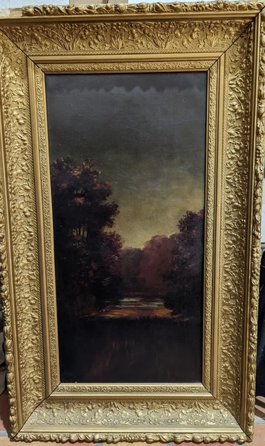 1800'S HUDSON RIVER SCHOOL NIGHT LANDSCAPE ORIGINAL OIL PAINTING ...