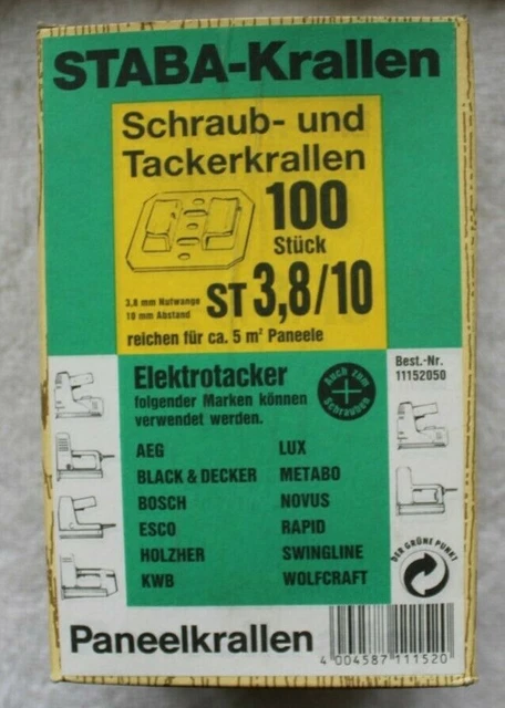 STABA - KRALLEN ST3,8/10 - 100 Stück Schraub- und Tackerkrallen ...