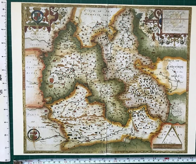 OLD TUDOR SAXTON 1500's Map Berkshire Oxfordshire Bucks 1577 Antique ...