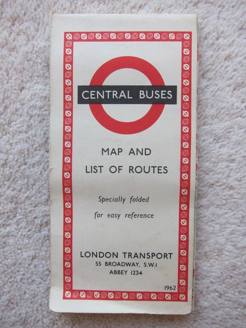 LONDON TRANSPORT CENTRAL Buses - Map and List of Routes 1962 £7.50 ...