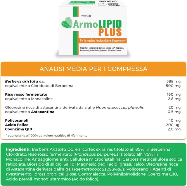 PLUS 30 COMPRESSE, Integratore Alimentare Con Berberis Aristata, Riso ...