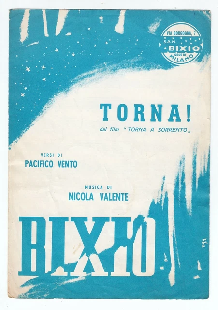 SPARTITO TORNA FILM TORNA A SORRENTO Nicola Valente - 1971 Bixio EUR 7 ...