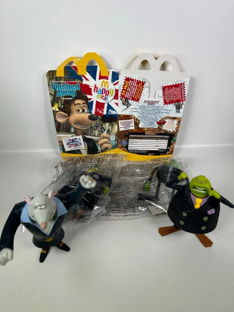 FLUSHED AWAY FIGURES x4 & Box Mcdonalds Happy Meal Toys Bundle Figures ...