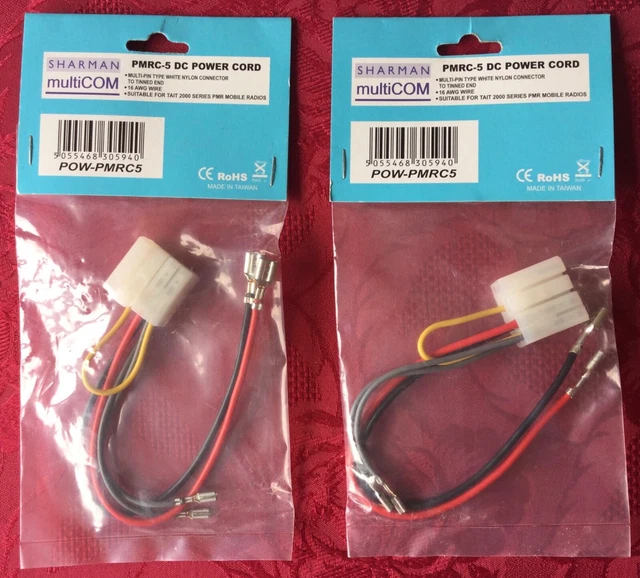 TWO NEW POWER Connectors With 200 mm Leads For Tait T2000 Series Radios ...