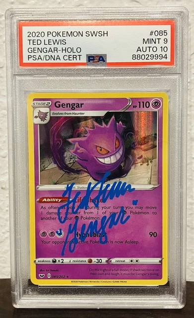 2020 POKÉMON GENGAR Holo #085 Ted Lewis signé PSA 9 PSA/ADN Auto 10 ...