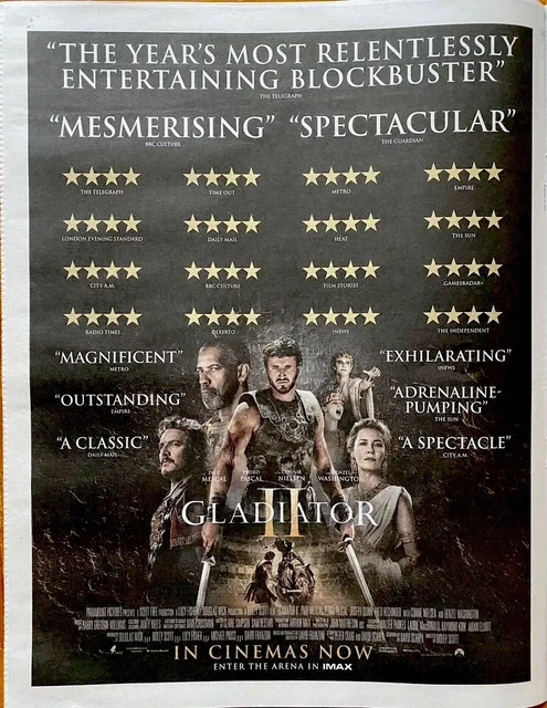 GLADIATOR II MOVIE Film Paul Mescal Advert Original Newspaper Ad Poster ...