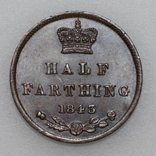1843 VICTORIA HALF Farthing, British Copper Coin, Au £15.00 - PicClick UK